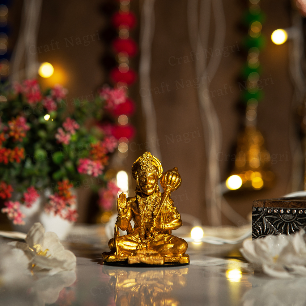 Sitting Hanuman Car Dashboard Idol - CraftNagri – Craft Nagri