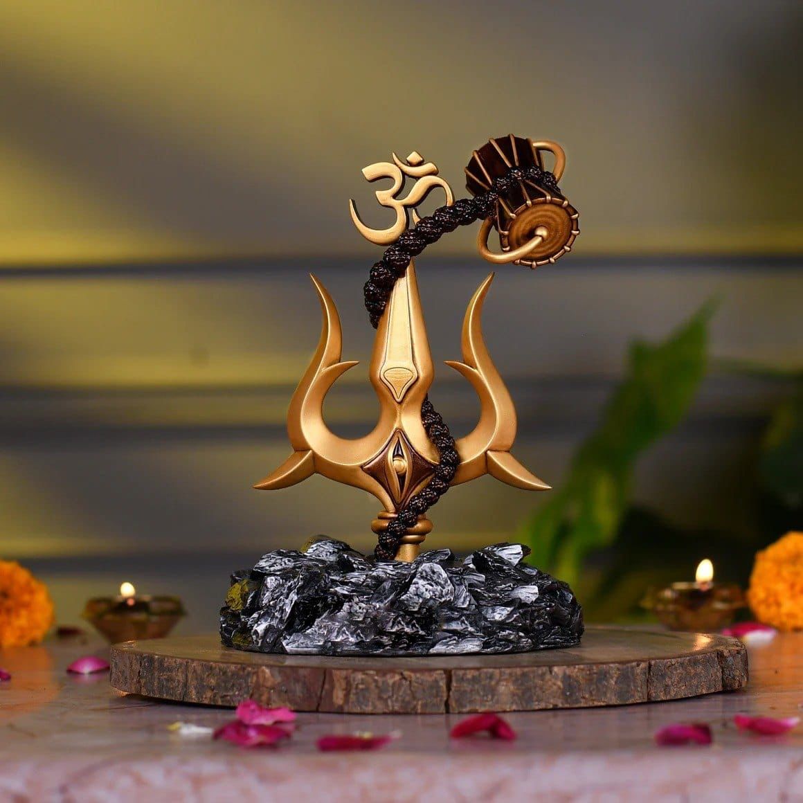 Lord Shiva Trishul With Damru Car Dashboard - Craft Nagri