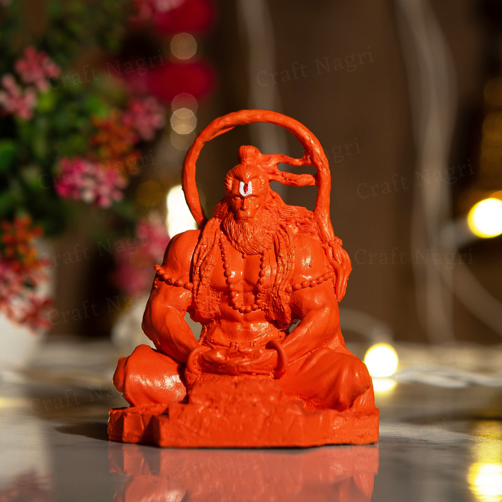 Meditating Hanuman Car Dashboard Idol (Orange Colour ) - CarftNagri ...